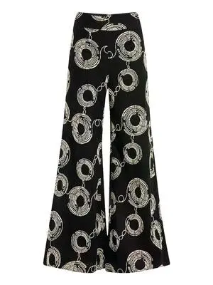 JBQ Odette 2.0 Embroidered Wide-leg Trousers - Black