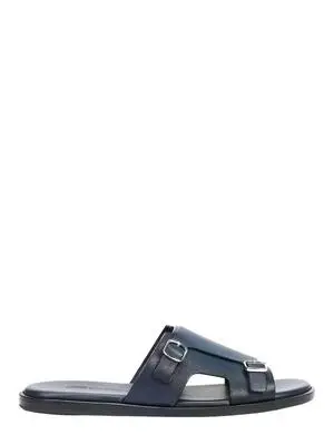 Santoni Double-buckle Leather Sandals - Blue