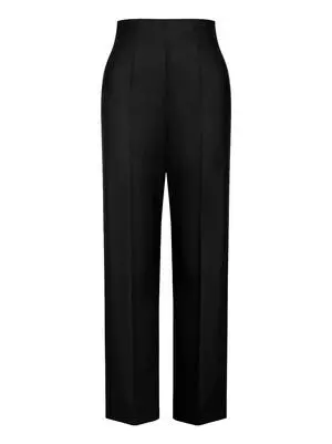 Alberta Ferretti Wool-blend Straight Leg Trousers - Black