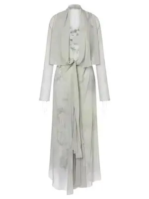 Alberta Ferretti Silk Maxi Dress - Grey