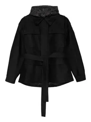 Moncler Belted Hooded Jacket - Black