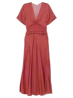 Sandro V-neck Printed Maxi Dress - Red