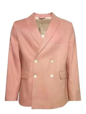 BODE Double-breasted Linen Jacket - Pink