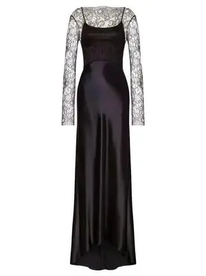 Alberta Ferretti Satin Long Dress - Black