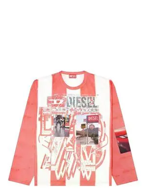 DIESEL Graphic-print Long-sleeved T-shirt - Red