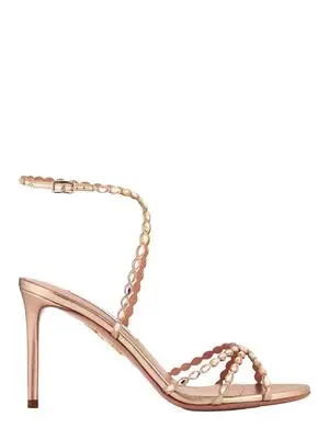 AQUAZZURA 85mm Love Struck Scalloped Strap Sandals - Gold