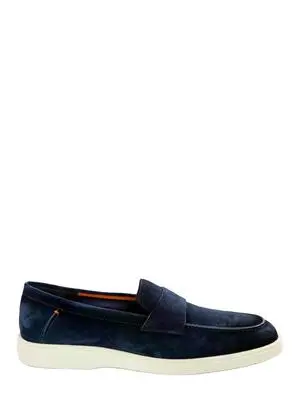 SANTONI Suede Penny Loafers