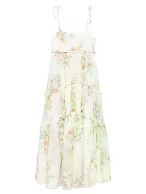 ALEMAIS Floral-print Tiered Dress - Neutrals