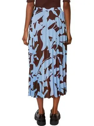 Marc O'polo Abstract-print Pleated Midi Skirt - Blue