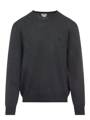 Etro Pegasus-embroidered Crew-neck Sweater - Grey
