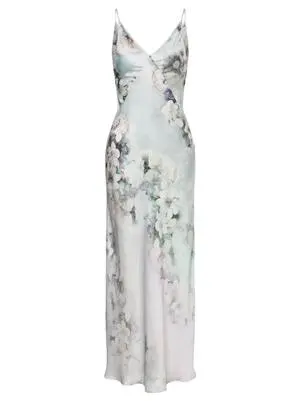 Alberta Ferretti Floral-print Calf-length Dress - Grey