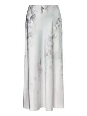Alberta Ferretti Satin Midi Skirt - Grey