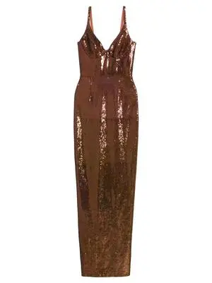 SILK LOVE & LACE Anais Sequin Gown - Brown