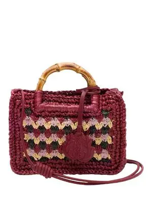 ISLA Bamboo-handle Crochet Bag - Red