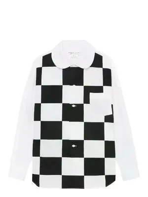 Comme Des Garçons Checkerboard Peter Pan-collar Shirt - White