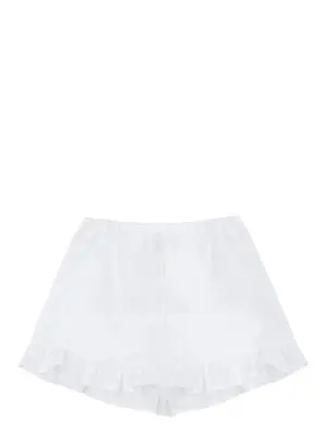 Sleeper Ruffled Hem Shorts Set - White