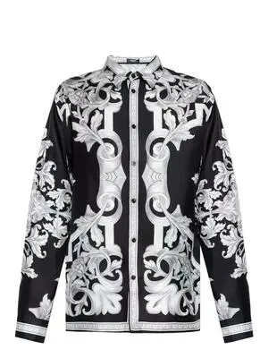 Versace Barocco-print Silk Shirt - Black