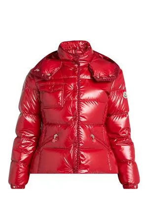 Moncler Glareins Hooded Short Down Jacket With Braided Trim - Red