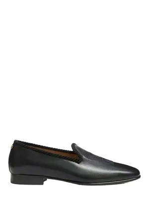 Valentino Garavani Embroidered Leather Loafers - Black