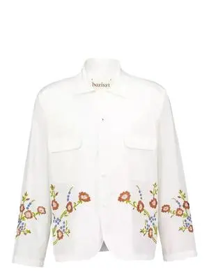 BAZISZT Hocha Floral-embroidered Shirt - White