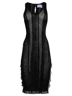 ROBERTA EINER Feather-detailing Midi Dress - Black