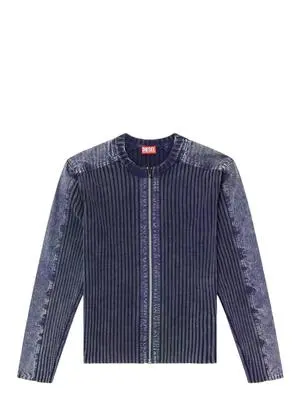 DIESEL Ribbed Zip-up Cardigan - Blue