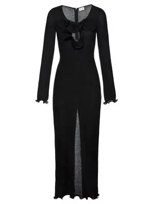 Magda Butrym Floral-appliqué Long-sleeve Dress - Black