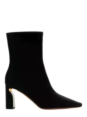 Alexander McQueen 80mm Velvet Ankle Boots - Black