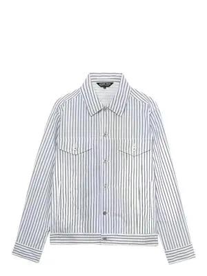 Comme Des Garçons Striped Cotton Jacket - White