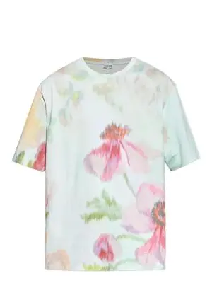 Loewe Floral-print Cotton T-shirt - Blue