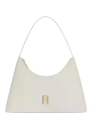 Furla Curved Leather Shoulder Bag - White