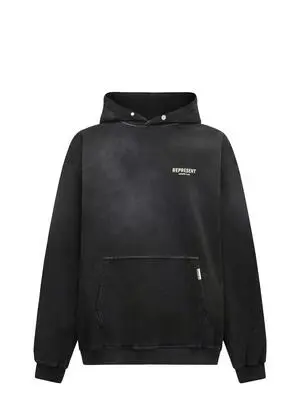 REPRESENT Logo-print Cotton Hoodie - Black