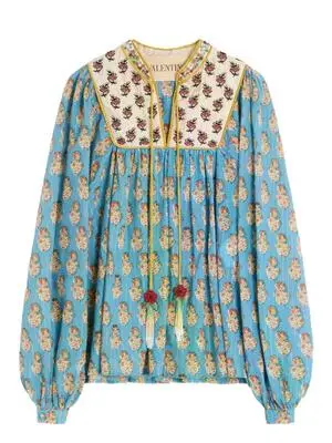 Valentino Garavani Cotton-lurex Top - Blue