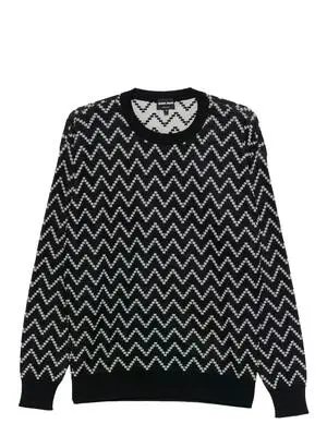 Giorgio Armani Zigzag-pattern Jumper - Blue