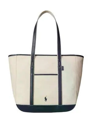 Polo Ralph Lauren Leather-trim Canvas Tote Bag - Neutrals
