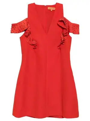 Stine Goya Ruffle-sleeved Mini Dress - Red