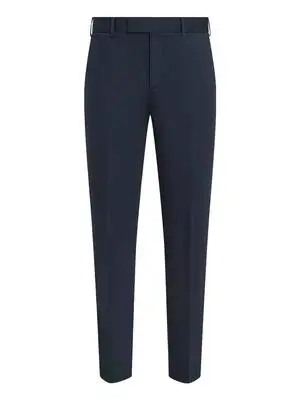Zegna Flat-front Tapered Trousers - Blue