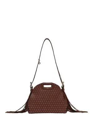 Maje Miss M Mini Leather Studded Bag - Brown