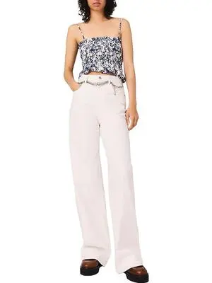 Maje High-waisted Wide Leg Denim Jeans - White