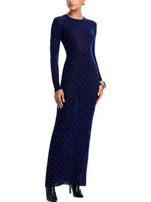 Rabanne Wool Studded Maxi Dress - Blue