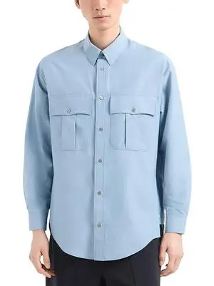Emporio Armani Chest Pocket Button Up Shirt - Faded Denim