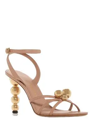 FERRAGAMO Karina Sphere Leather Sandals Amaretti