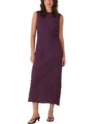 Whistles Lori Textured Midi Dress Plum