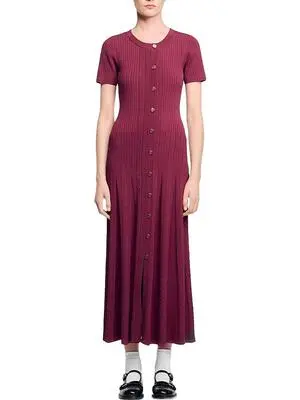 SANDRO Short Sleeve Knit Maxi Dress