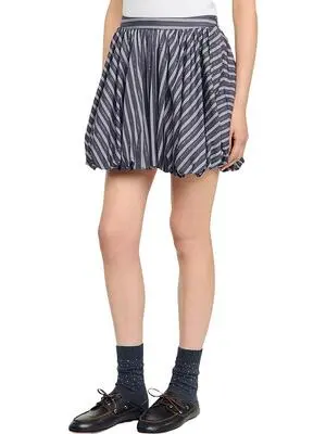 Sandro Striped Rhinestone Bubble Hem Skirt - Grey