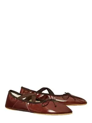 Tory Burch Mary Jane Bow Flats - Russet Brown