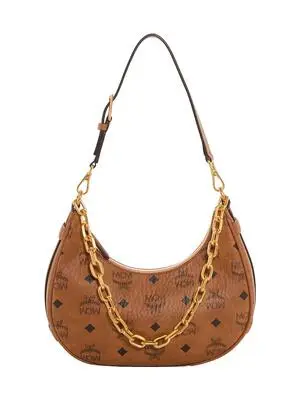 Mcm Aren Visetos Hobo Shoulder Bag - Cognac