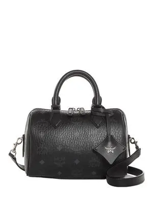 Mcm Ella Boston Visetos Small Top Handle Bag - Black