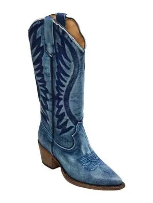Steve Madden Albany Western Boots - Denim Fab