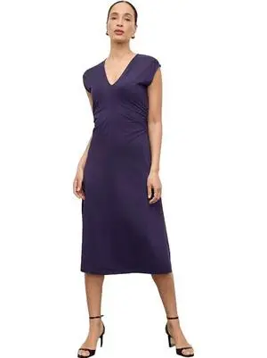 M.M.LAFLEUR Marina Ruched Midi Dress - Deep Iris
